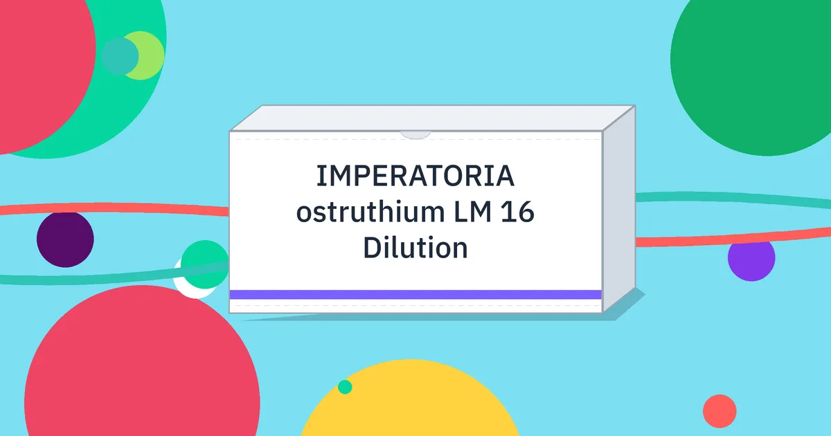 Symbolbild: Packung mit der Aufschrift IMPERATORIA ostruthium LM 16 Dilution (PZN 13559111) – Verfügbarkeit und Bezug in Apotheken in Frankfurt am Main