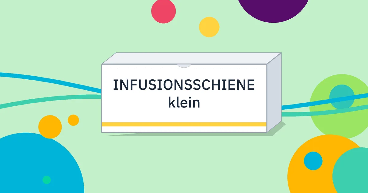 Symbolbild: Packung mit der Aufschrift INFUSIONSSCHIENE klein (PZN 02638994) – Verfügbarkeit und Bezug in Apotheken in Frankfurt am Main