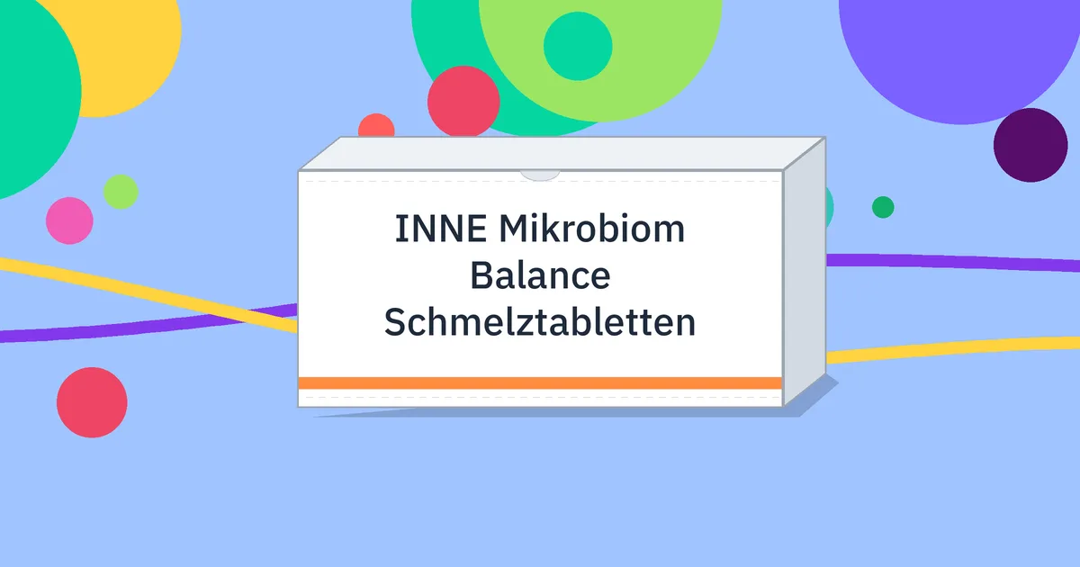 Symbolbild: Packung mit der Aufschrift INNE Mikrobiom Balance Schmelztabletten (PZN 19993251) – Verfügbarkeit und Bezug in Apotheken in Frankfurt am Main