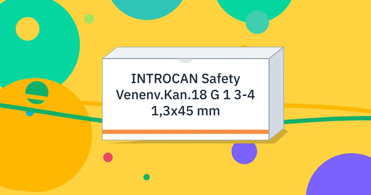 Symbolbild: Packung mit der Aufschrift INTROCAN Safety Venenv.Kan.18 G 1 3-4 1,3x45 mm (PZN 19526897) – Verfügbarkeit und Bezug in Apotheken in Frankfurt am Main