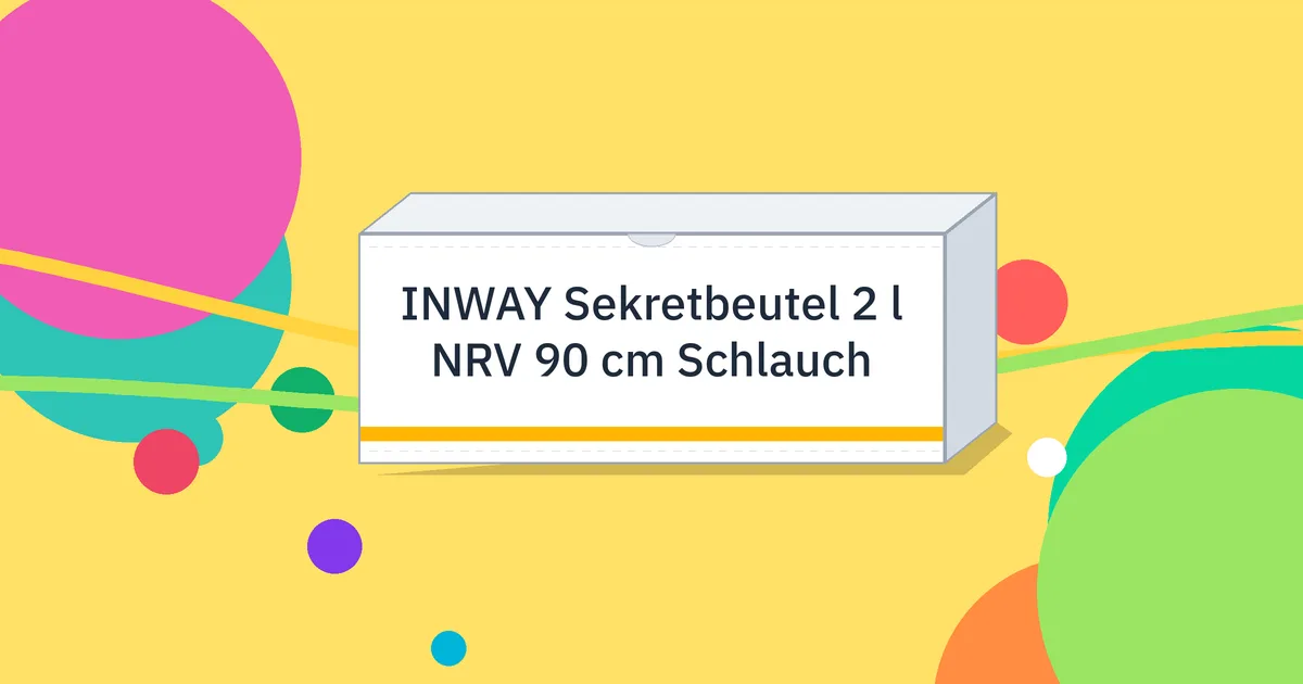 Symbolbild: Packung mit der Aufschrift INWAY Sekretbeutel 2 l NRV 90 cm Schlauch (PZN 09316236) – Verfügbarkeit und Bezug in Apotheken in Frankfurt am Main