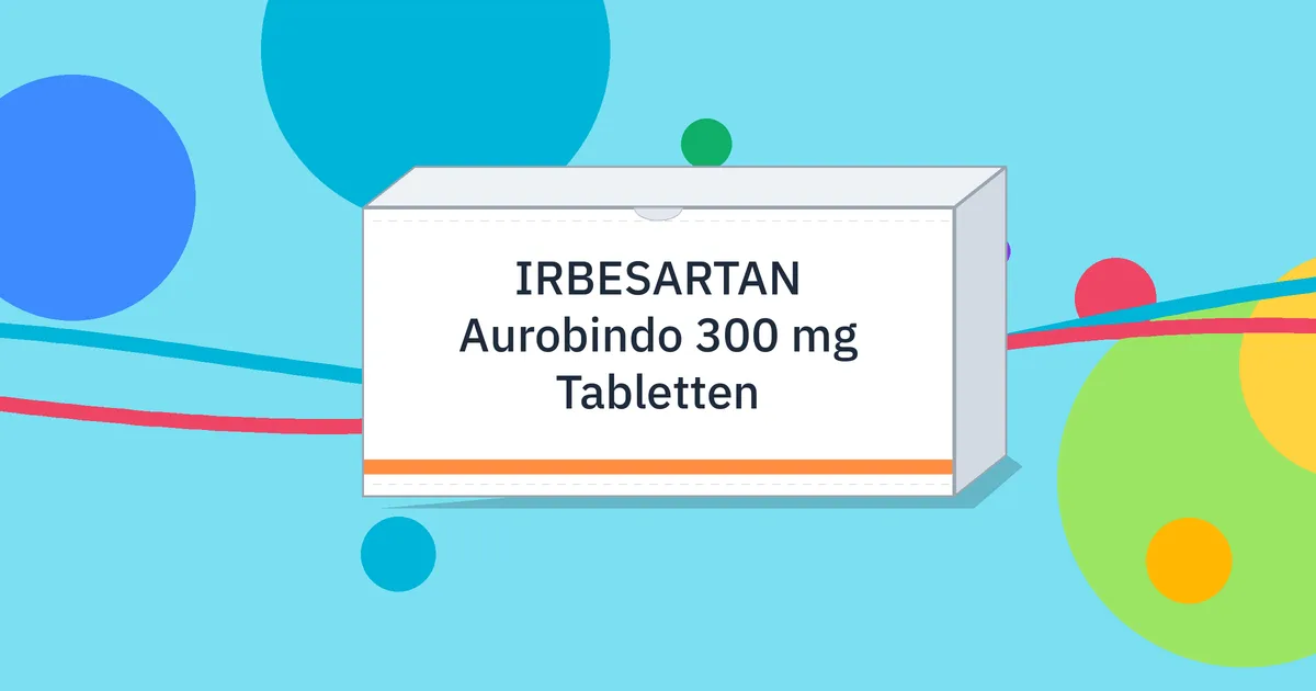 Symbolbild: Packung mit der Aufschrift IRBESARTAN Aurobindo 300 mg Tabletten (PZN 02724469) – Verfügbarkeit und Bezug in Apotheken in Frankfurt am Main