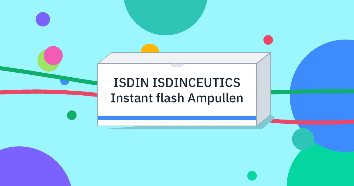 Symbolbild: Packung mit der Aufschrift ISDIN ISDINCEUTICS Instant flash Ampullen (PZN 15571843) – Verfügbarkeit und Bezug in Apotheken in Frankfurt am Main