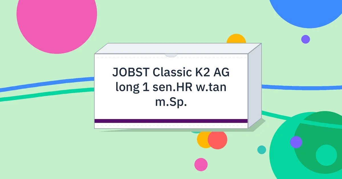 Symbolbild: Packung mit der Aufschrift JOBST Classic K2 AG long 1 sen.HR w.tan m.Sp. (PZN 17959652) – Verfügbarkeit und Bezug in Apotheken in Frankfurt am Main