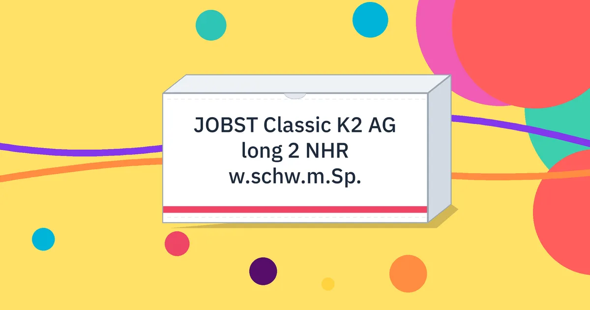 Symbolbild: Packung mit der Aufschrift JOBST Classic K2 AG long 2 NHR w.schw.m.Sp. (PZN 10727080) – Verfügbarkeit und Bezug in Apotheken in Frankfurt am Main