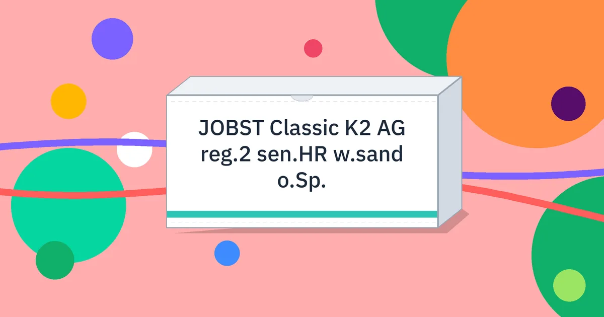 Symbolbild: Packung mit der Aufschrift JOBST Classic K2 AG reg.2 sen.HR w.sand o.Sp. (PZN 17960715) – Verfügbarkeit und Bezug in Apotheken in Frankfurt am Main