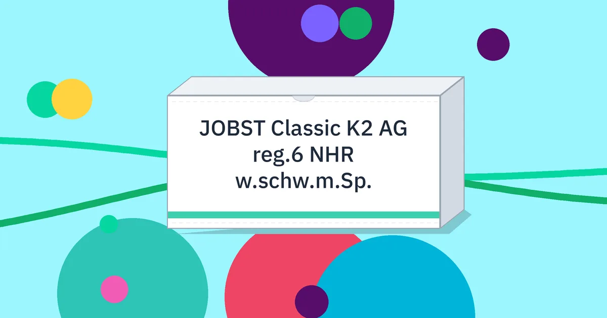 Symbolbild: Packung mit der Aufschrift JOBST Classic K2 AG reg.6 NHR w.schw.m.Sp. (PZN 11272256) – Verfügbarkeit und Bezug in Apotheken in Frankfurt am Main