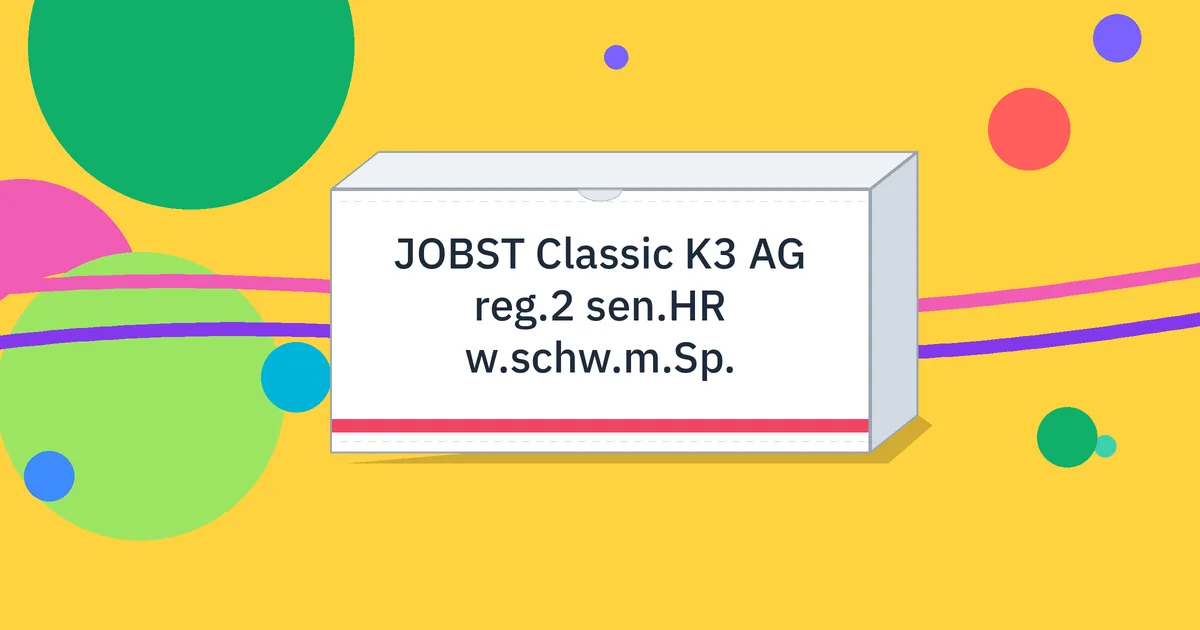 Symbolbild: Packung mit der Aufschrift JOBST Classic K3 AG reg.2 sen.HR w.schw.m.Sp. (PZN 17957802) – Verfügbarkeit und Bezug in Apotheken in Frankfurt am Main