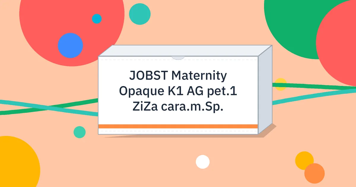 Symbolbild: Packung mit der Aufschrift JOBST Maternity Opaque K1 AG pet.1 ZiZa cara.m.Sp. (PZN 15850253) – Verfügbarkeit und Bezug in Apotheken in Frankfurt am Main