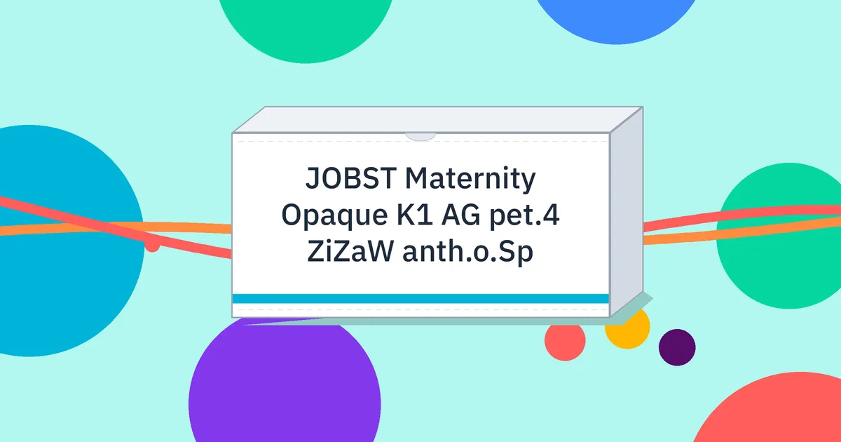 Symbolbild: Packung mit der Aufschrift JOBST Maternity Opaque K1 AG pet.4 ZiZaW anth.o.Sp (PZN 15855049) – Verfügbarkeit und Bezug in Apotheken in Frankfurt am Main