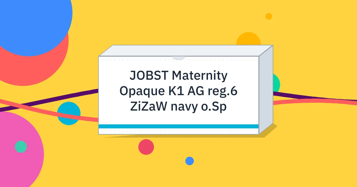 Symbolbild: Packung mit der Aufschrift JOBST Maternity Opaque K1 AG reg.6 ZiZaW navy o.Sp (PZN 15859484) – Verfügbarkeit und Bezug in Apotheken in Frankfurt am Main