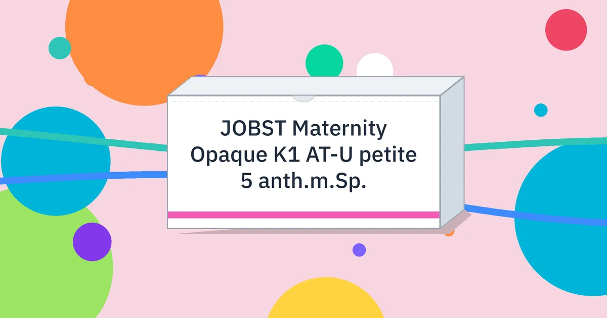 Symbolbild: Packung mit der Aufschrift JOBST Maternity Opaque K1 AT-U petite 5 anth.m.Sp. (PZN 15855440) – Verfügbarkeit und Bezug in Apotheken in Frankfurt am Main