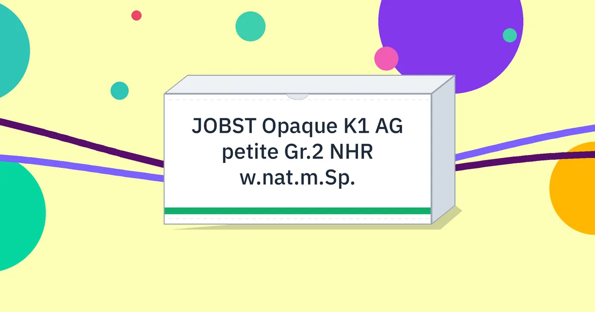 Symbolbild: Packung mit der Aufschrift JOBST Opaque K1 AG petite Gr.2 NHR w.nat.m.Sp. (PZN 13085044) – Verfügbarkeit und Bezug in Apotheken in Frankfurt am Main