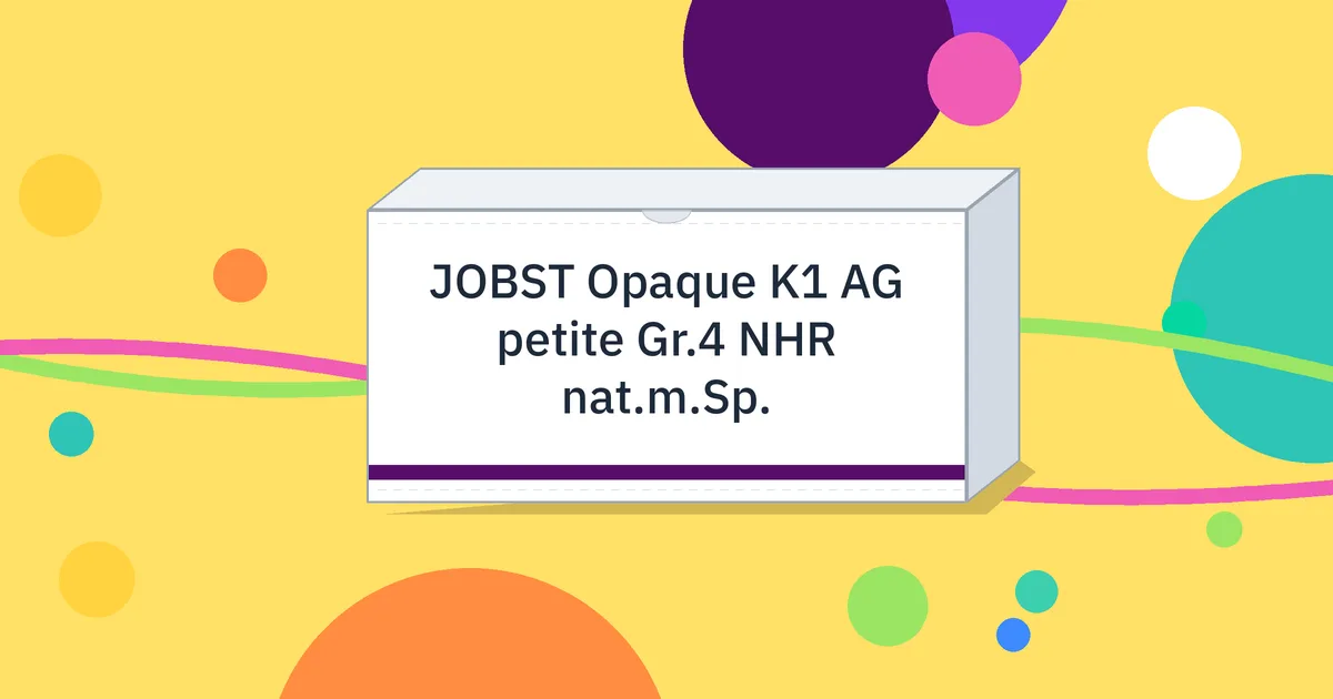 Symbolbild: Packung mit der Aufschrift JOBST Opaque K1 AG petite Gr.4 NHR nat.m.Sp. (PZN 13084576) – Verfügbarkeit und Bezug in Apotheken in Frankfurt am Main