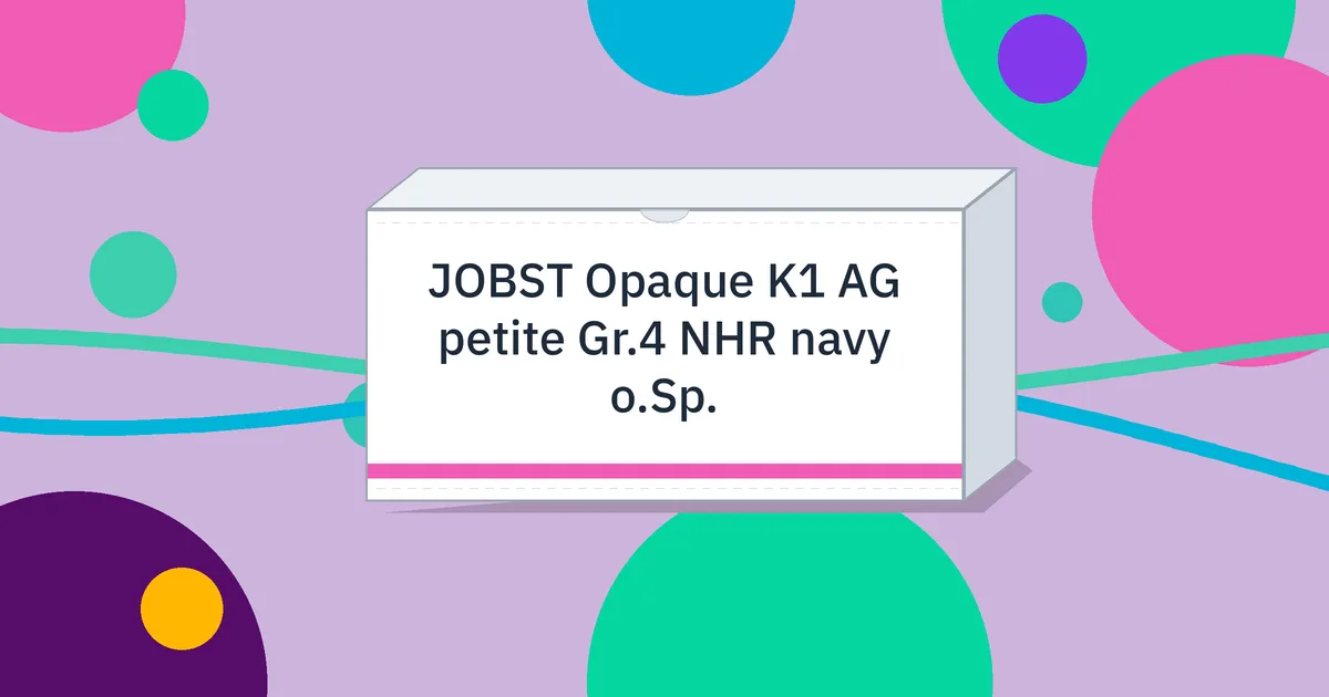 Symbolbild: Packung mit der Aufschrift JOBST Opaque K1 AG petite Gr.4 NHR navy o.Sp. (PZN 13088143) – Verfügbarkeit und Bezug in Apotheken in Frankfurt am Main