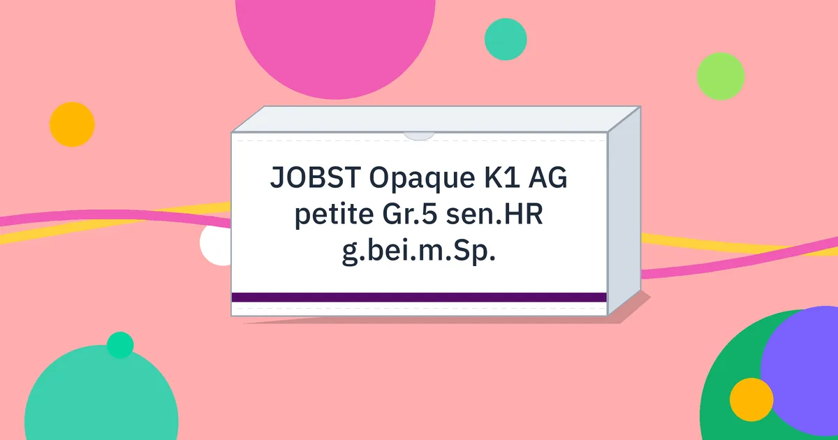 Symbolbild: Packung mit der Aufschrift JOBST Opaque K1 AG petite Gr.5 sen.HR g.bei.m.Sp. (PZN 16269336) – Verfügbarkeit und Bezug in Apotheken in Frankfurt am Main