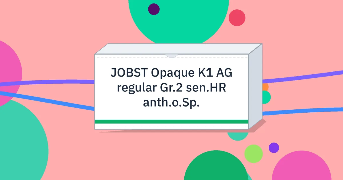 Symbolbild: Packung mit der Aufschrift JOBST Opaque K1 AG regular Gr.2 sen.HR anth.o.Sp. (PZN 16264876) – Verfügbarkeit und Bezug in Apotheken in Frankfurt am Main