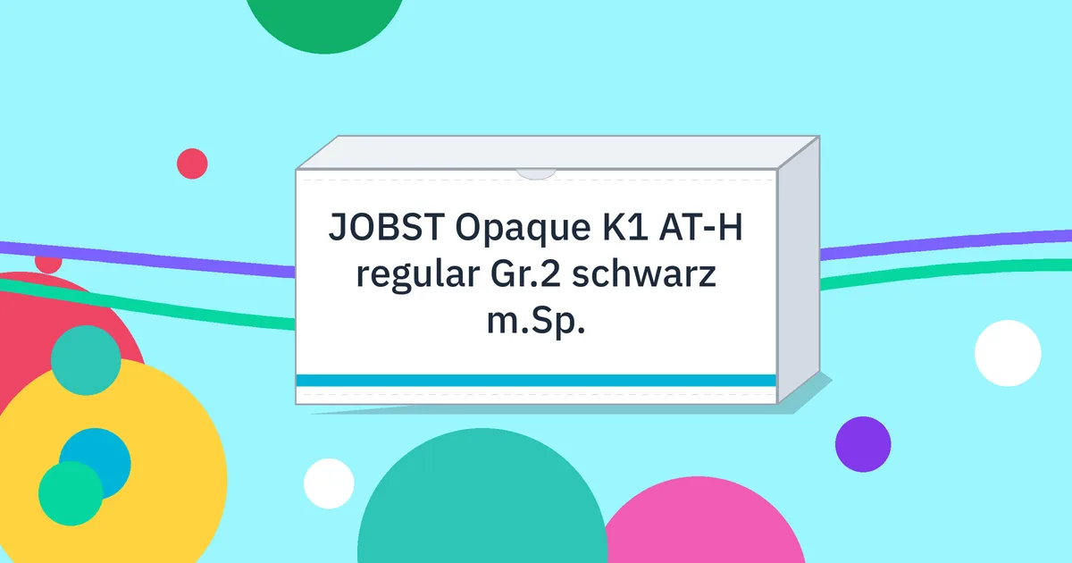 Symbolbild: Packung mit der Aufschrift JOBST Opaque K1 AT-H regular Gr.2 schwarz m.Sp. (PZN 13105427) – Verfügbarkeit und Bezug in Apotheken in Frankfurt am Main