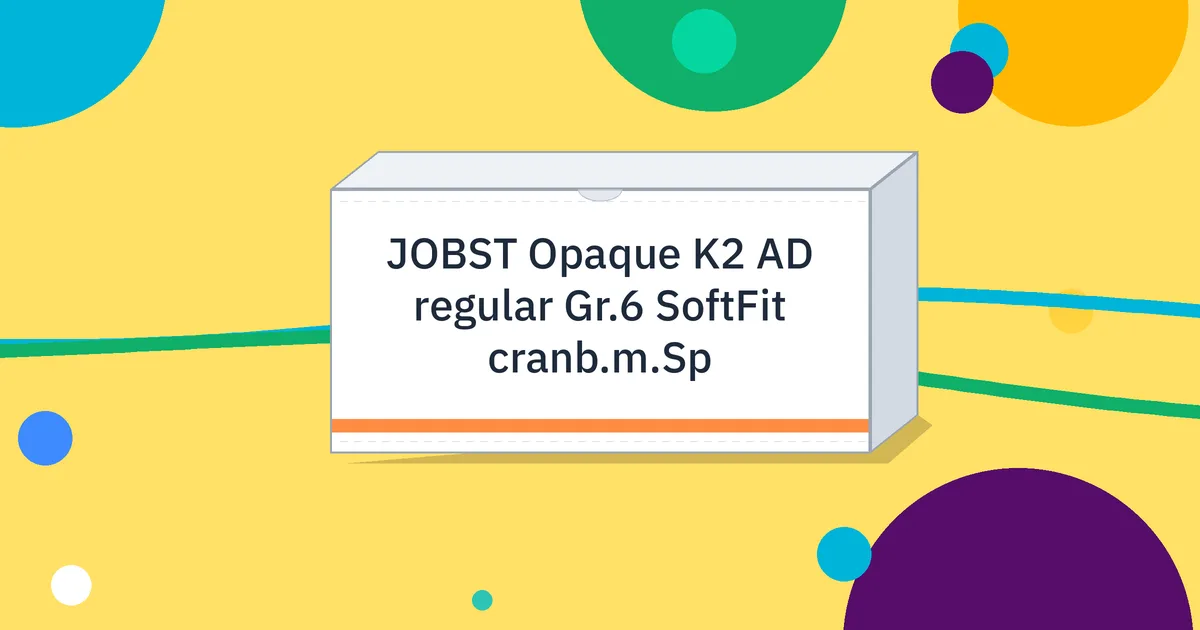 Symbolbild: Packung mit der Aufschrift JOBST Opaque K2 AD regular Gr.6 SoftFit cranb.m.Sp (PZN 13110902) – Verfügbarkeit und Bezug in Apotheken in Frankfurt am Main