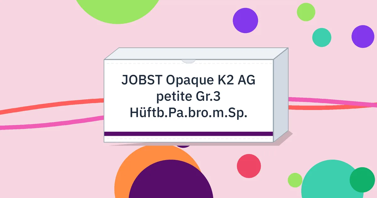 Symbolbild: Packung mit der Aufschrift JOBST Opaque K2 AG petite Gr.3 Hüftb.Pa.bro.m.Sp. (PZN 13114194) – Verfügbarkeit und Bezug in Apotheken in Frankfurt am Main