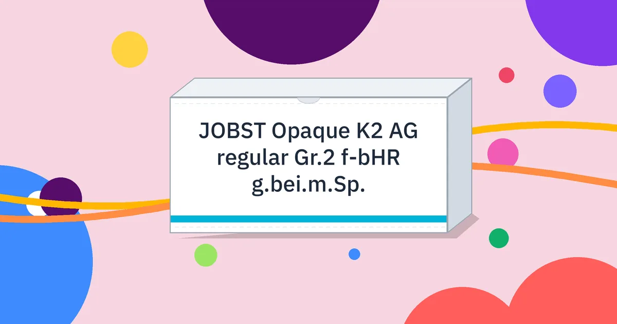 Symbolbild: Packung mit der Aufschrift JOBST Opaque K2 AG regular Gr.2 f-bHR g.bei.m.Sp. (PZN 16280088) – Verfügbarkeit und Bezug in Apotheken in Frankfurt am Main
