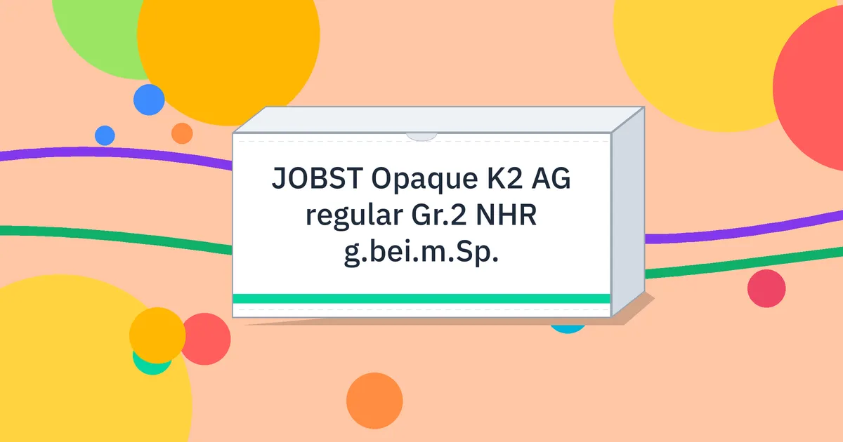 Symbolbild: Packung mit der Aufschrift JOBST Opaque K2 AG regular Gr.2 NHR g.bei.m.Sp. (PZN 16280160) – Verfügbarkeit und Bezug in Apotheken in Frankfurt am Main
