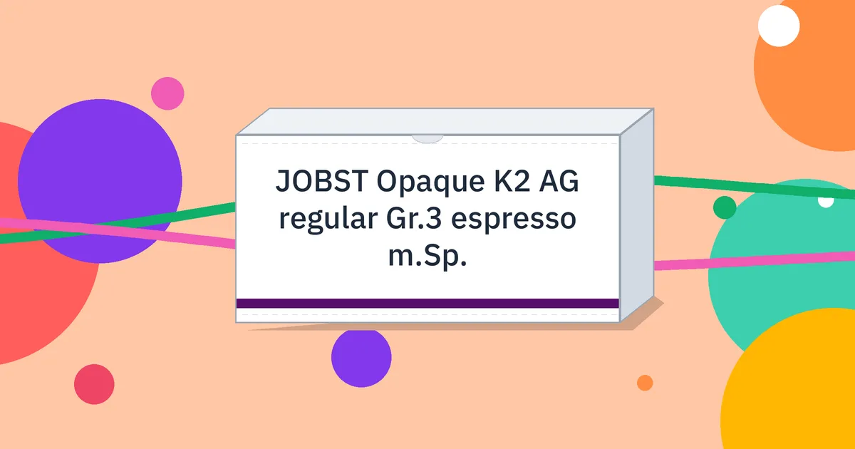 Symbolbild: Packung mit der Aufschrift JOBST Opaque K2 AG regular Gr.3 espresso m.Sp. (PZN 16282012) – Verfügbarkeit und Bezug in Apotheken in Frankfurt am Main