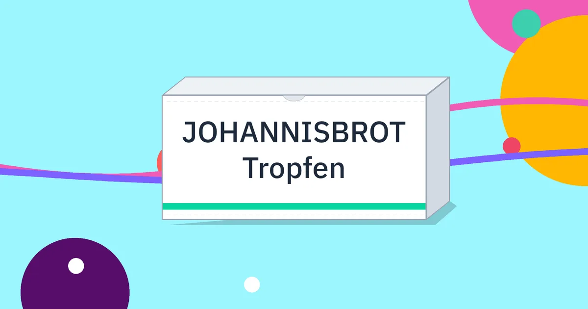 Symbolbild: Packung mit der Aufschrift JOHANNISBROT Tropfen (PZN 17555268) – Verfügbarkeit und Bezug in Apotheken in Frankfurt am Main