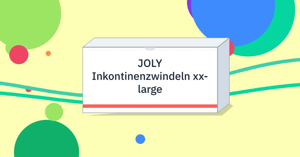 Symbolbild: Packung mit der Aufschrift JOLY Inkontinenzwindeln xx-large (PZN 18202891) – Verfügbarkeit und Bezug in Apotheken in Frankfurt am Main