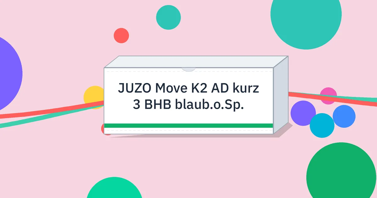 Symbolbild: Packung mit der Aufschrift JUZO Move K2 AD kurz 3 BHB blaub.o.Sp. (PZN 18541280) – Verfügbarkeit und Bezug in Apotheken in Frankfurt am Main