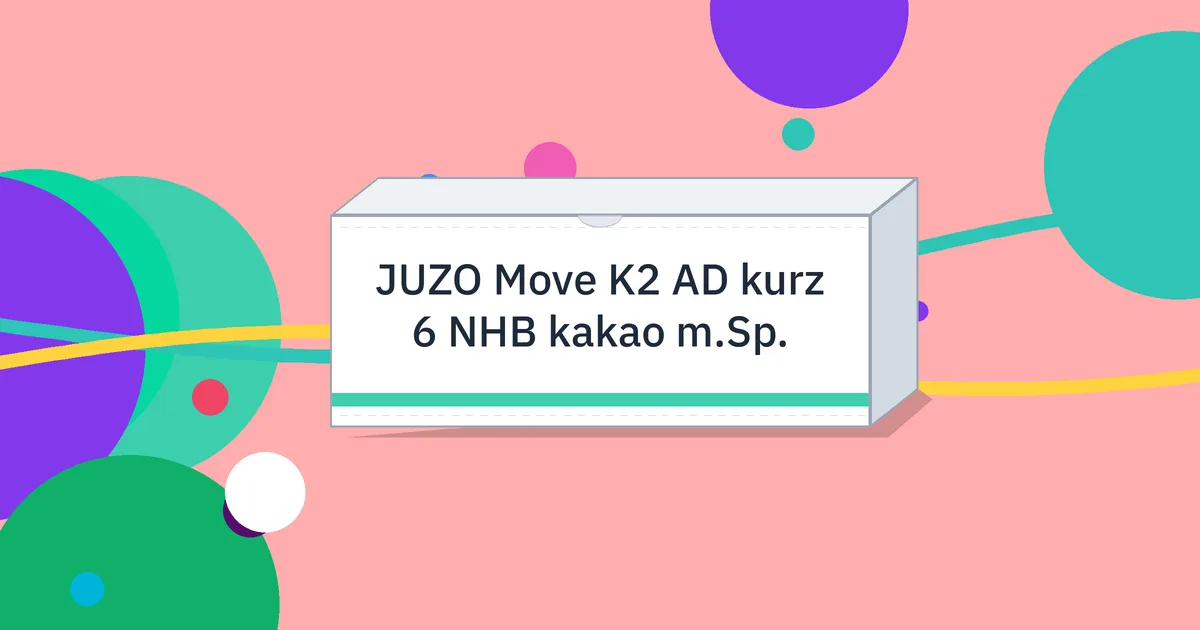 Symbolbild: Packung mit der Aufschrift JUZO Move K2 AD kurz 6 NHB kakao m.Sp. (PZN 18540553) – Verfügbarkeit und Bezug in Apotheken in Frankfurt am Main