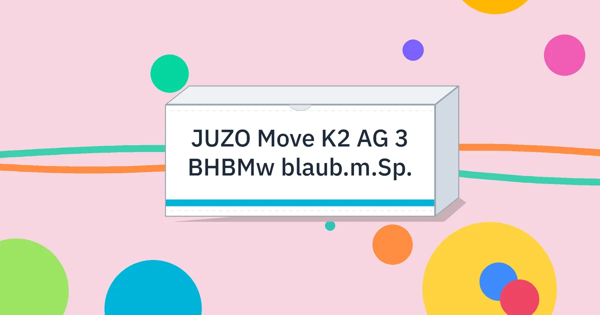 Symbolbild: Packung mit der Aufschrift JUZO Move K2 AG 3 BHBMw blaub.m.Sp. (PZN 18556442) – Verfügbarkeit und Bezug in Apotheken in Frankfurt am Main