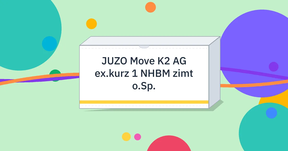 Symbolbild: Packung mit der Aufschrift JUZO Move K2 AG ex.kurz 1 NHBM zimt o.Sp. (PZN 18533174) – Verfügbarkeit und Bezug in Apotheken in Frankfurt am Main