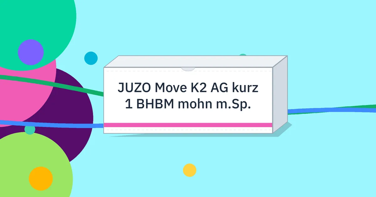 Symbolbild: Packung mit der Aufschrift JUZO Move K2 AG kurz 1 BHBM mohn m.Sp. (PZN 18560202) – Verfügbarkeit und Bezug in Apotheken in Frankfurt am Main