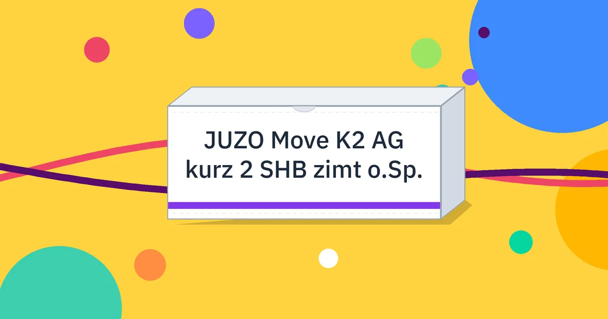 Symbolbild: Packung mit der Aufschrift JUZO Move K2 AG kurz 2 SHB zimt o.Sp. (PZN 18529853) – Verfügbarkeit und Bezug in Apotheken in Frankfurt am Main