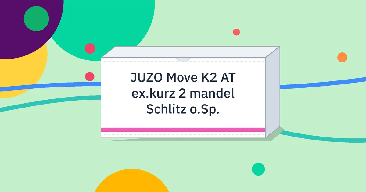 Symbolbild: Packung mit der Aufschrift JUZO Move K2 AT ex.kurz 2 mandel Schlitz o.Sp. (PZN 20673439) – Verfügbarkeit und Bezug in Apotheken in Frankfurt am Main