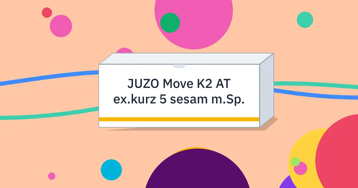 Symbolbild: Packung mit der Aufschrift JUZO Move K2 AT ex.kurz 5 sesam m.Sp. (PZN 20670777) – Verfügbarkeit und Bezug in Apotheken in Frankfurt am Main