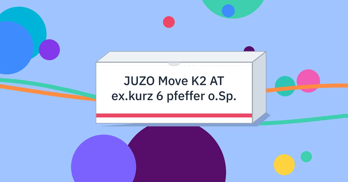 Symbolbild: Packung mit der Aufschrift JUZO Move K2 AT ex.kurz 6 pfeffer o.Sp. (PZN 20672173) – Verfügbarkeit und Bezug in Apotheken in Frankfurt am Main