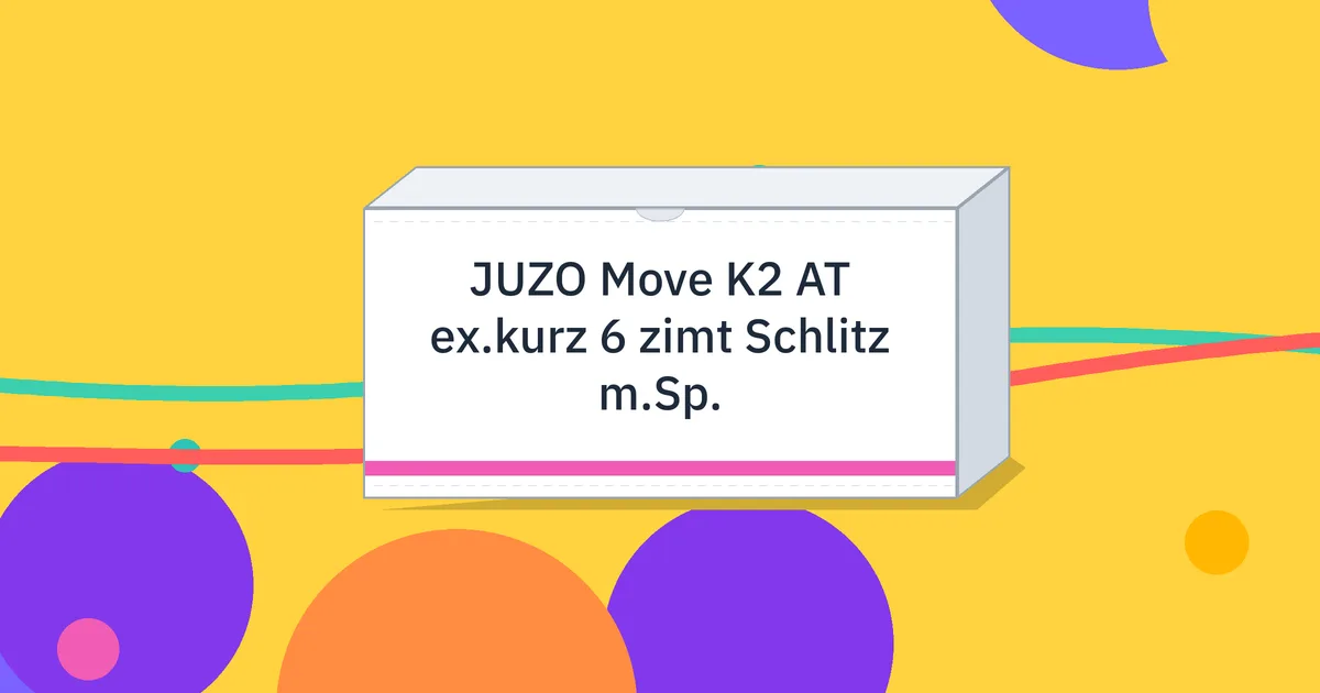 Symbolbild: Packung mit der Aufschrift JUZO Move K2 AT ex.kurz 6 zimt Schlitz m.Sp. (PZN 20671742) – Verfügbarkeit und Bezug in Apotheken in Frankfurt am Main