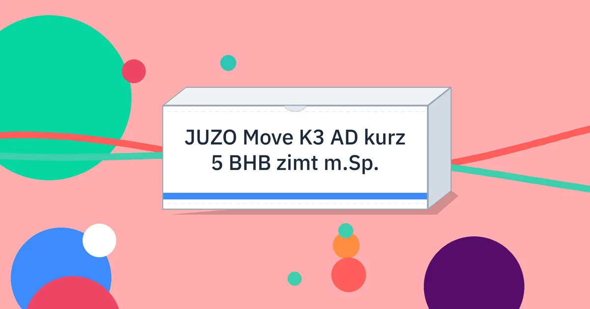 Symbolbild: Packung mit der Aufschrift JUZO Move K3 AD kurz 5 BHB zimt m.Sp. (PZN 18568391) – Verfügbarkeit und Bezug in Apotheken in Frankfurt am Main
