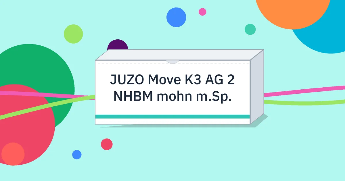 Symbolbild: Packung mit der Aufschrift JUZO Move K3 AG 2 NHBM mohn m.Sp. (PZN 18586609) – Verfügbarkeit und Bezug in Apotheken in Frankfurt am Main
