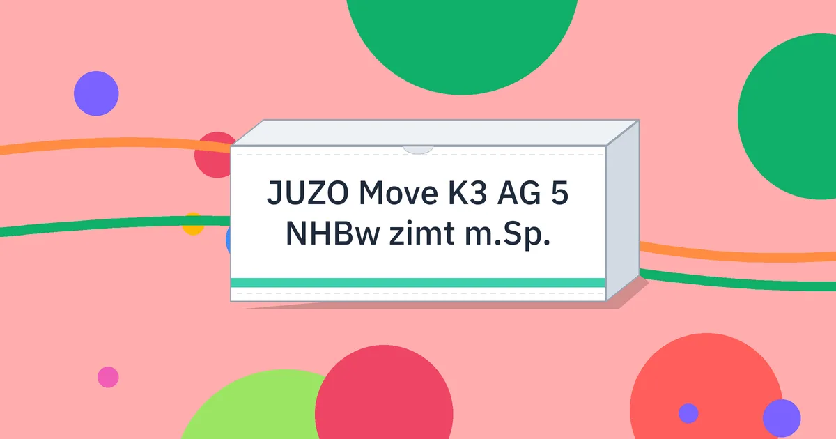 Symbolbild: Packung mit der Aufschrift JUZO Move K3 AG 5 NHBw zimt m.Sp. (PZN 18574575) – Verfügbarkeit und Bezug in Apotheken in Frankfurt am Main