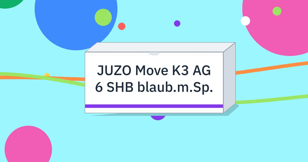 Symbolbild: Packung mit der Aufschrift JUZO Move K3 AG 6 SHB blaub.m.Sp. (PZN 18587224) – Verfügbarkeit und Bezug in Apotheken in Frankfurt am Main