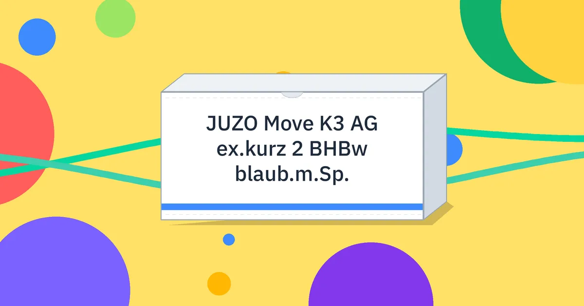 Symbolbild: Packung mit der Aufschrift JUZO Move K3 AG ex.kurz 2 BHBw blaub.m.Sp. (PZN 18595577) – Verfügbarkeit und Bezug in Apotheken in Frankfurt am Main