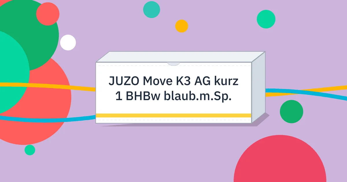 Symbolbild: Packung mit der Aufschrift JUZO Move K3 AG kurz 1 BHBw blaub.m.Sp. (PZN 18591591) – Verfügbarkeit und Bezug in Apotheken in Frankfurt am Main