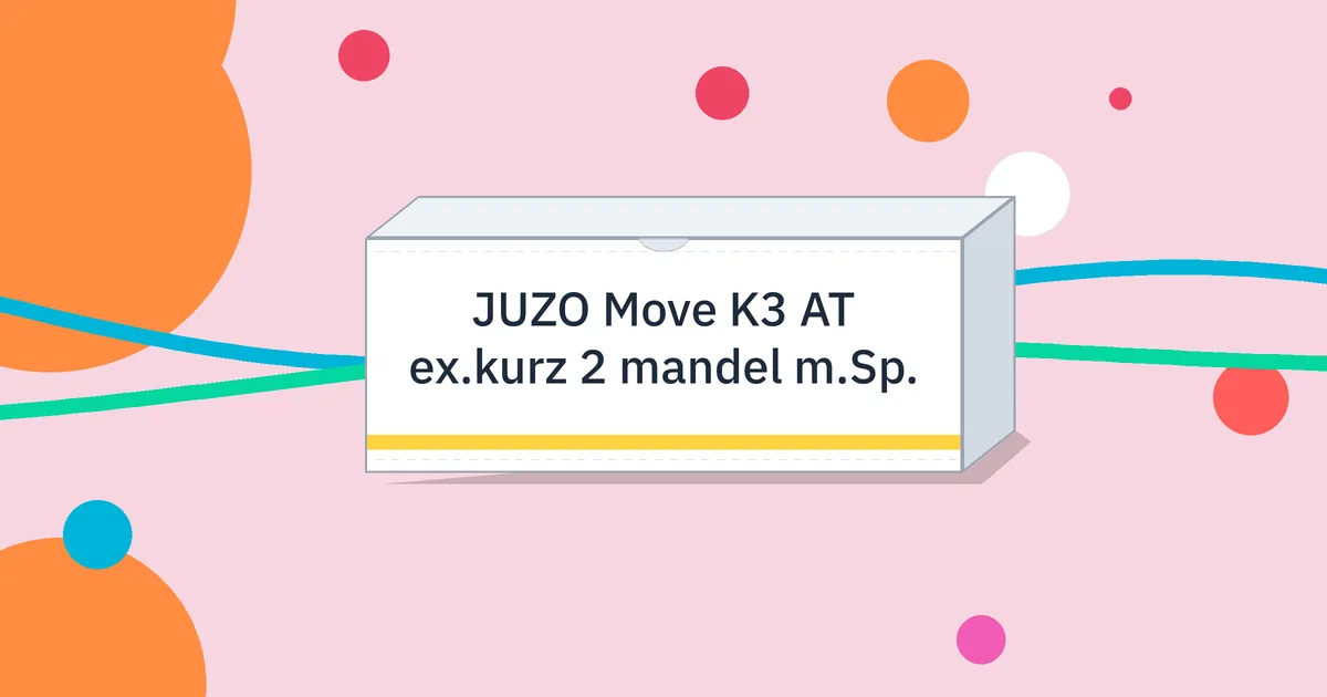 Symbolbild: Packung mit der Aufschrift JUZO Move K3 AT ex.kurz 2 mandel m.Sp. (PZN 20680161) – Verfügbarkeit und Bezug in Apotheken in Frankfurt am Main