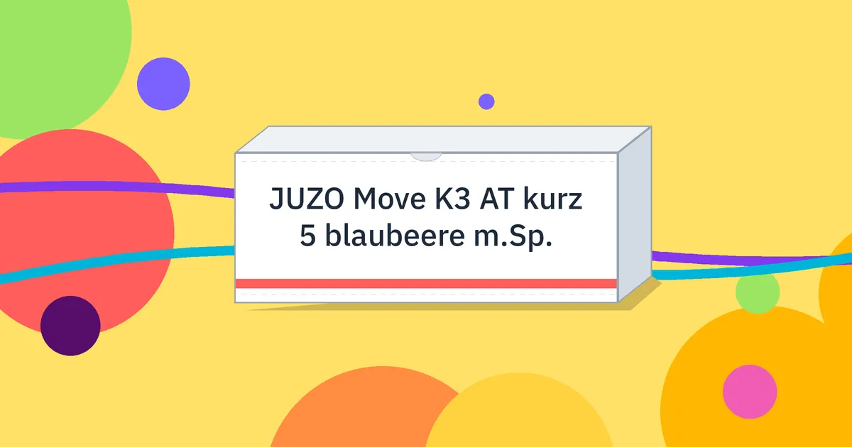 Symbolbild: Packung mit der Aufschrift JUZO Move K3 AT kurz 5 blaubeere m.Sp. (PZN 20683202) – Verfügbarkeit und Bezug in Apotheken in Frankfurt am Main