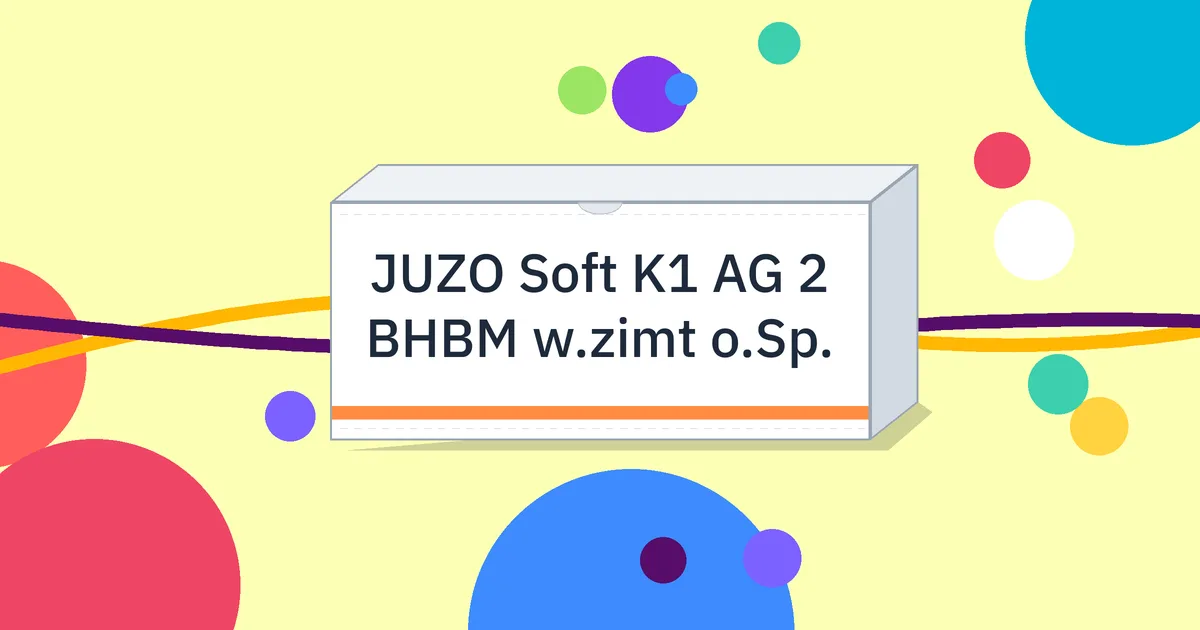 Symbolbild: Packung mit der Aufschrift JUZO Soft K1 AG 2 BHBM w.zimt o.Sp. (PZN 14864738) – Verfügbarkeit und Bezug in Apotheken in Frankfurt am Main