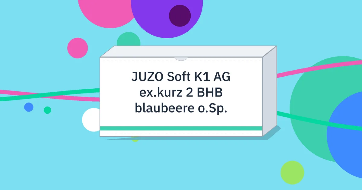 Symbolbild: Packung mit der Aufschrift JUZO Soft K1 AG ex.kurz 2 BHB blaubeere o.Sp. (PZN 14824259) – Verfügbarkeit und Bezug in Apotheken in Frankfurt am Main