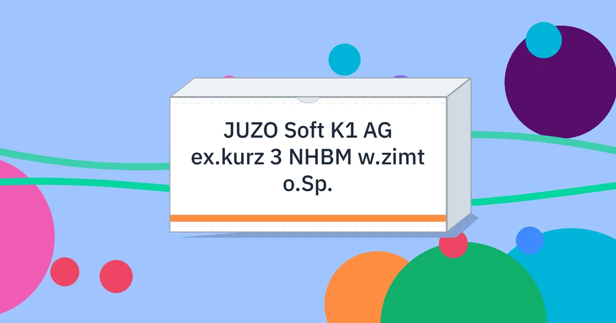 Symbolbild: Packung mit der Aufschrift JUZO Soft K1 AG ex.kurz 3 NHBM w.zimt o.Sp. (PZN 15000715) – Verfügbarkeit und Bezug in Apotheken in Frankfurt am Main